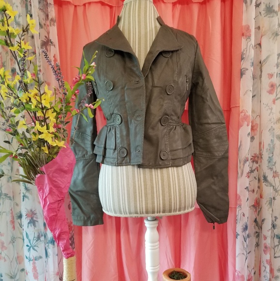 Xhilaration | Jackets & Coats | Nwt Faux Leather Ruffle Peplum Moto ...